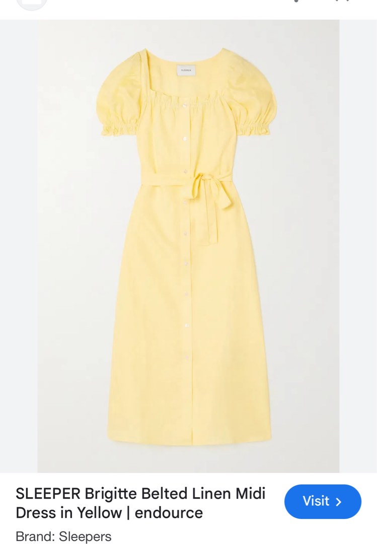 Sleeper bridgette linen midi dress in yellow, Women's Fashion, Dresses & Sets, Dresses on Carousell