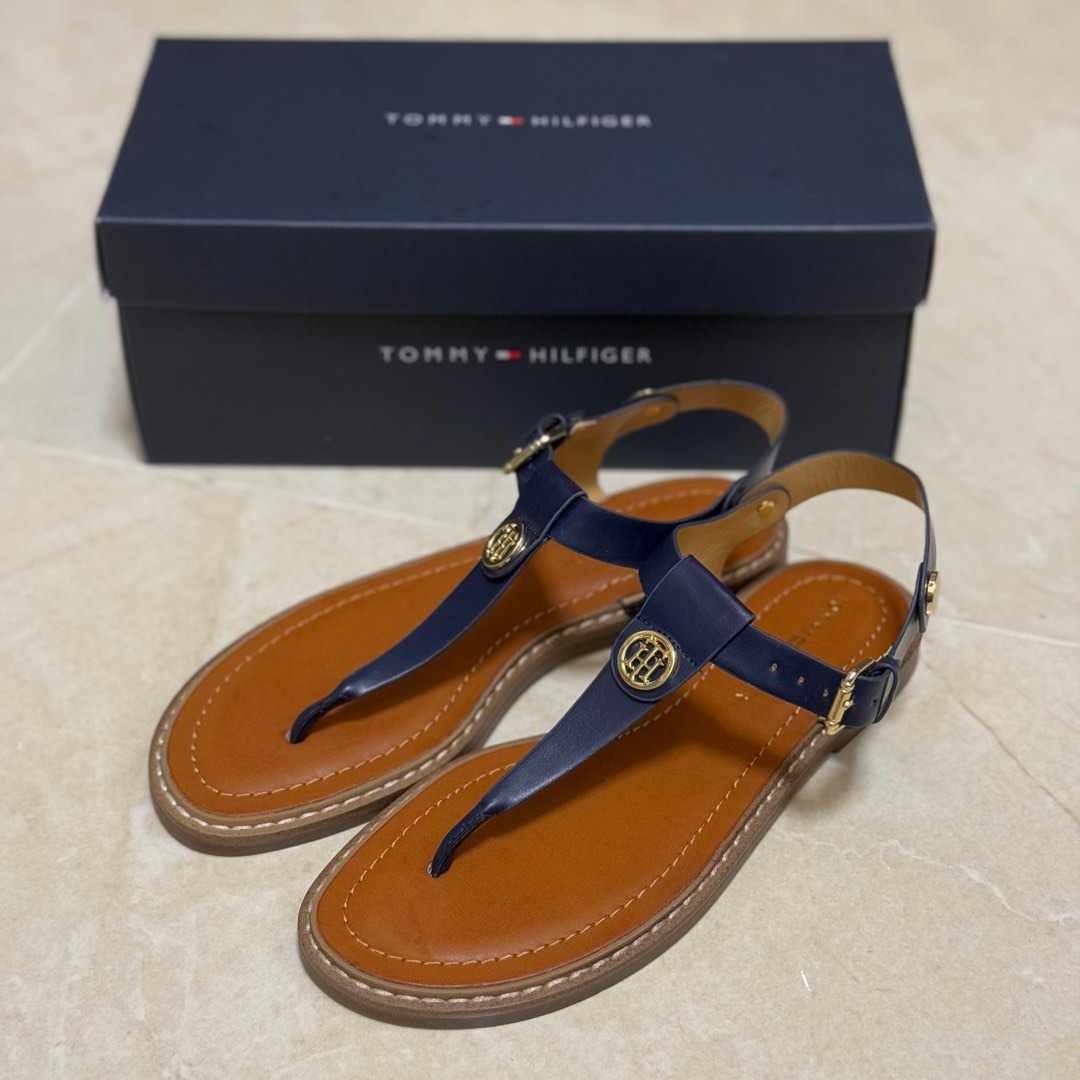 Tommy Hilfiger Bennia Sandals Dark Blue, Women's Fashion, Footwear ...