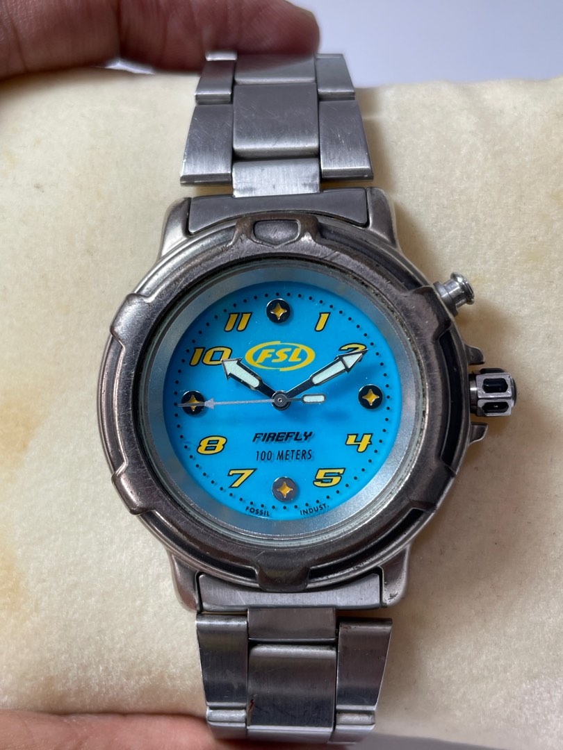 Vintage Fossil Firefly Quartz Watch Backlight Jam Japan Preloved, Men's Fashion, Watches ...