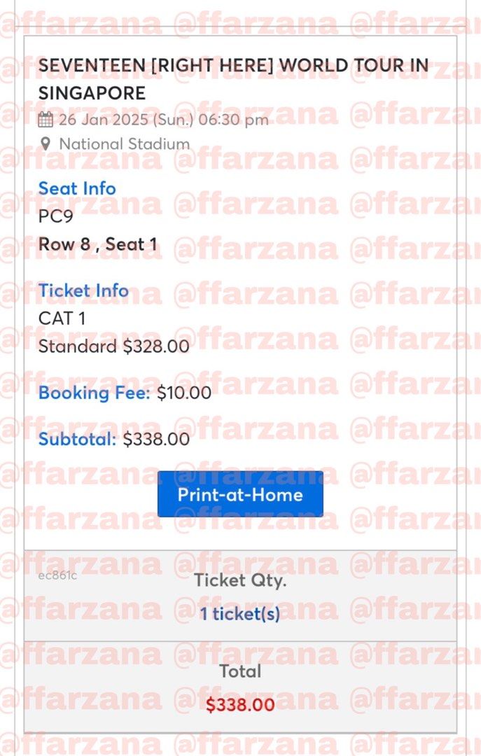 WTS CAT 1 - Row 8 Seat 1 ( PC9 ) Seventeen Right Here in Singapore ...