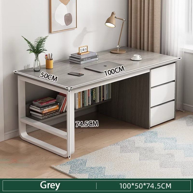 100CM Meja belajar Multifunction Computer Study Table With Drawer Wood ...