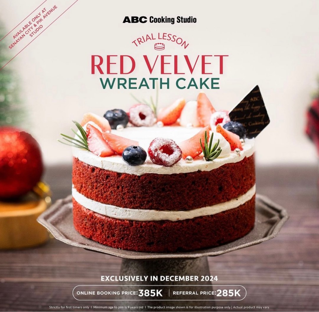 ABC Cooking Trial Lesson December RED VELVET WREATH CAKE, Makanan ...