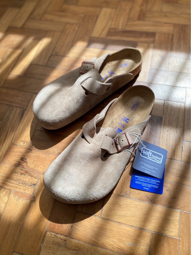 Birkenstock Boston Clogs - Taupe Suede, Men's Fashion, Footwear ...