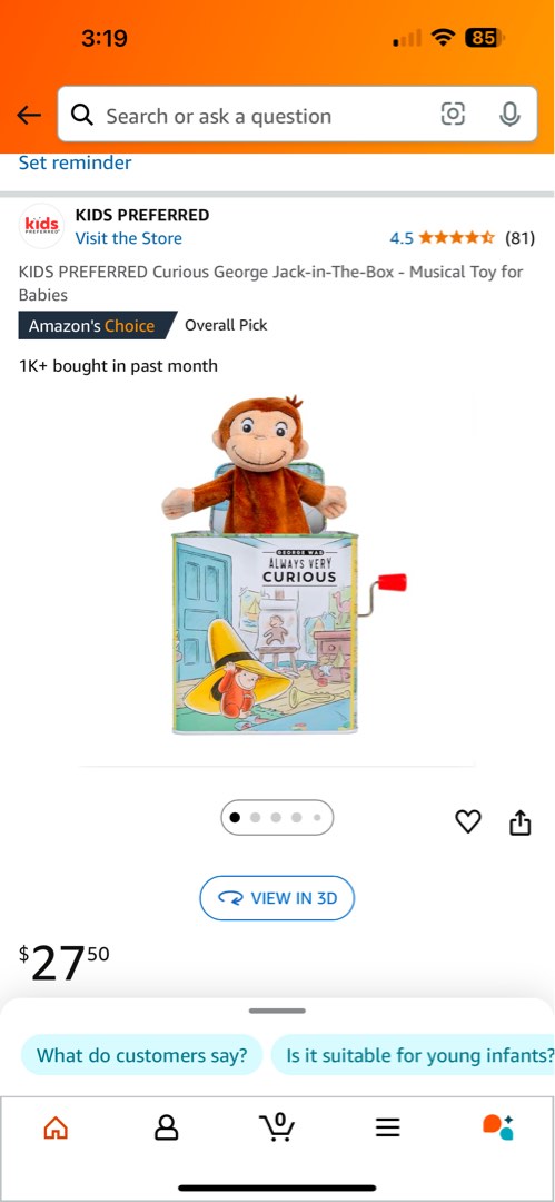 Curious George Jack in the Box, Hobbies & Toys, Toys & Games on Carousell