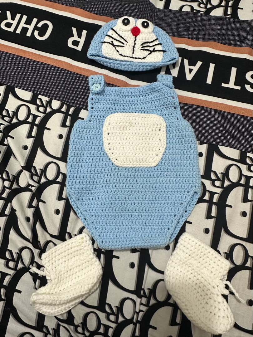DORAEMON CROCHET MILESTONE COSTUME, Babies & Kids, Babies & Kids ...