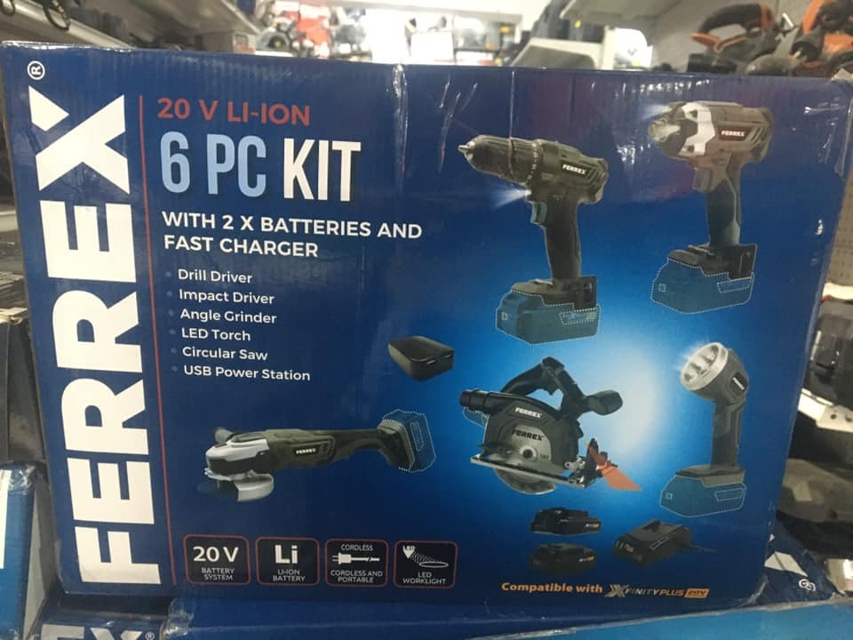 FERREX 6 PC KIT WITH 2 BATTERIES AND 1 CHARGER, Commercial & Industrial ...