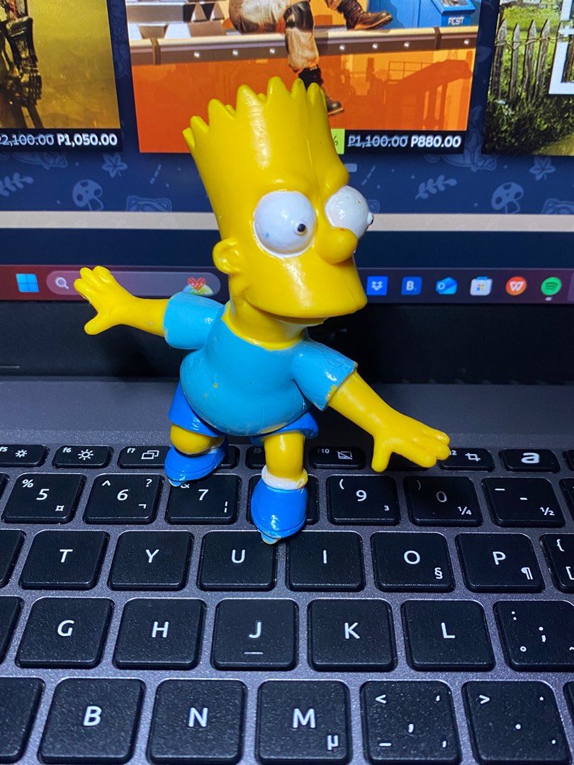 990 4" Tall Bart Simpson Figure On A Skateboard 5" standing homer ...