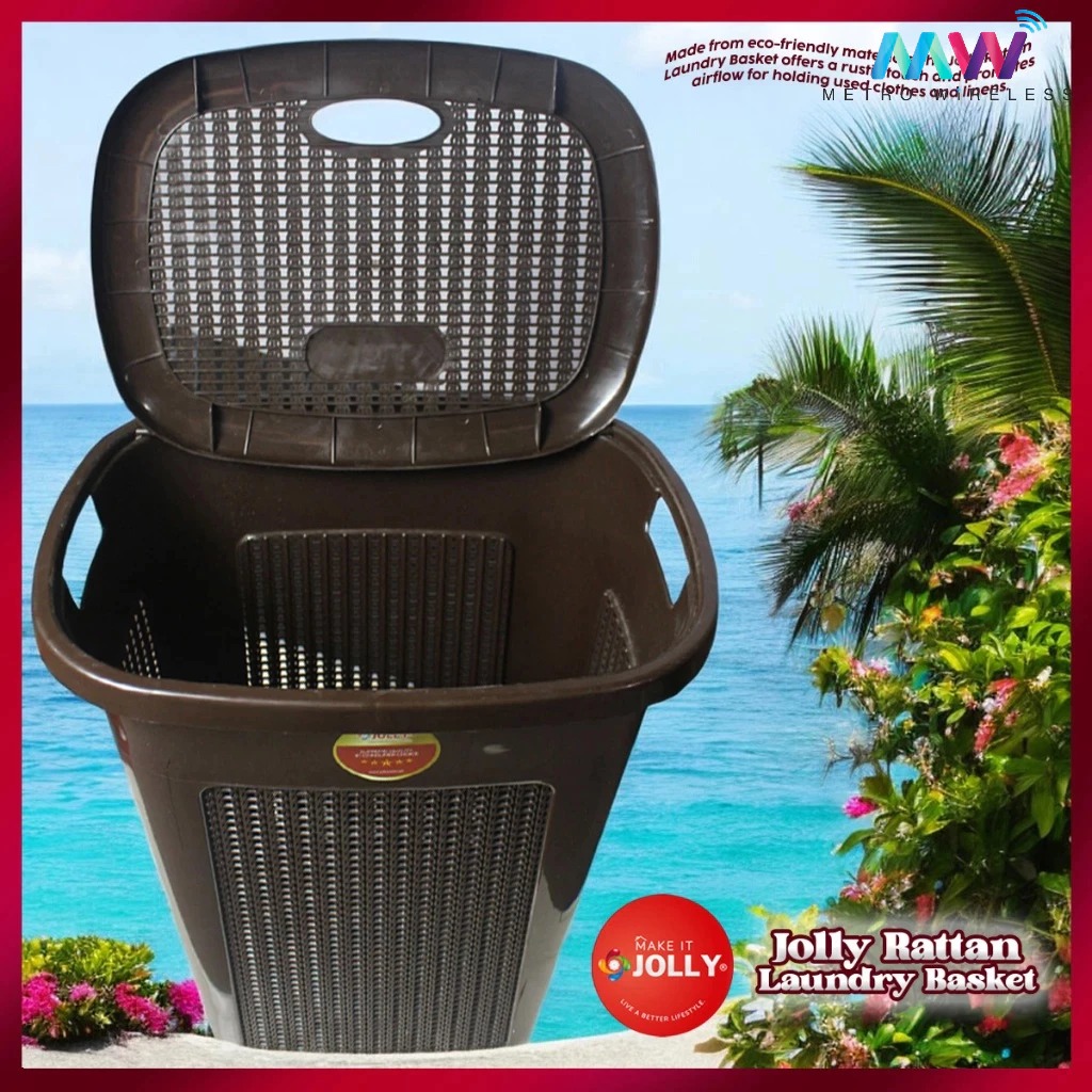 Jolly Covered Rattan Laundry Bin - Durable Large Capacity with Flip-Top ...
