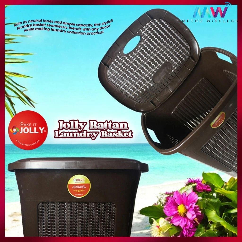 Jolly Covered Rattan Laundry Bin - Durable Large Capacity with Flip-Top ...