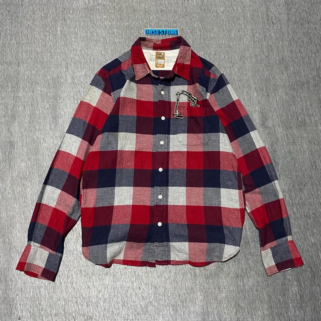 Muji flannel, Fesyen Pria, Pakaian , Atasan di Carousell