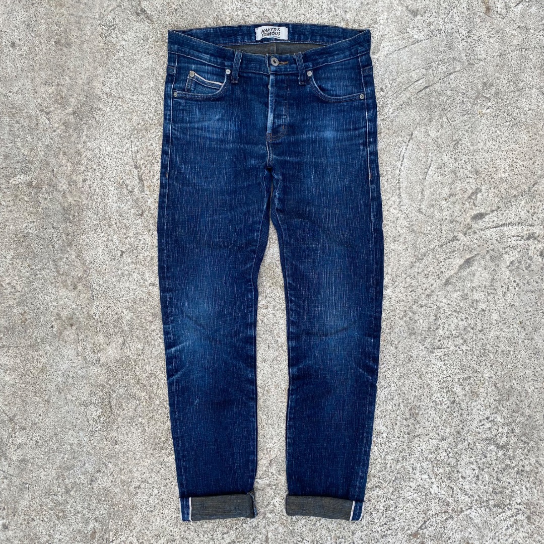Naked & Famous Selvedge Slim Fit Jeans, Fesyen Pria, Pakaian , Bawahan ...