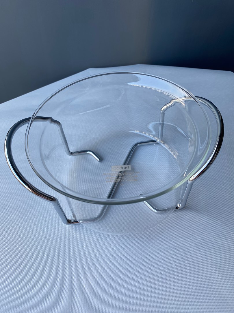 ***ON SALE*** BODUM GLASS SERVING BOWL WITH CHROME HOLDER, Furniture ...
