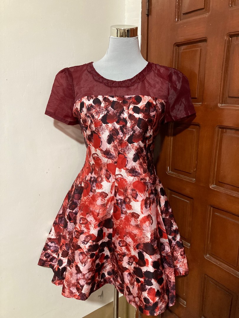 Red Formal Semi Gown Dress - Rose Petals, Women's Fashion, Dresses ...