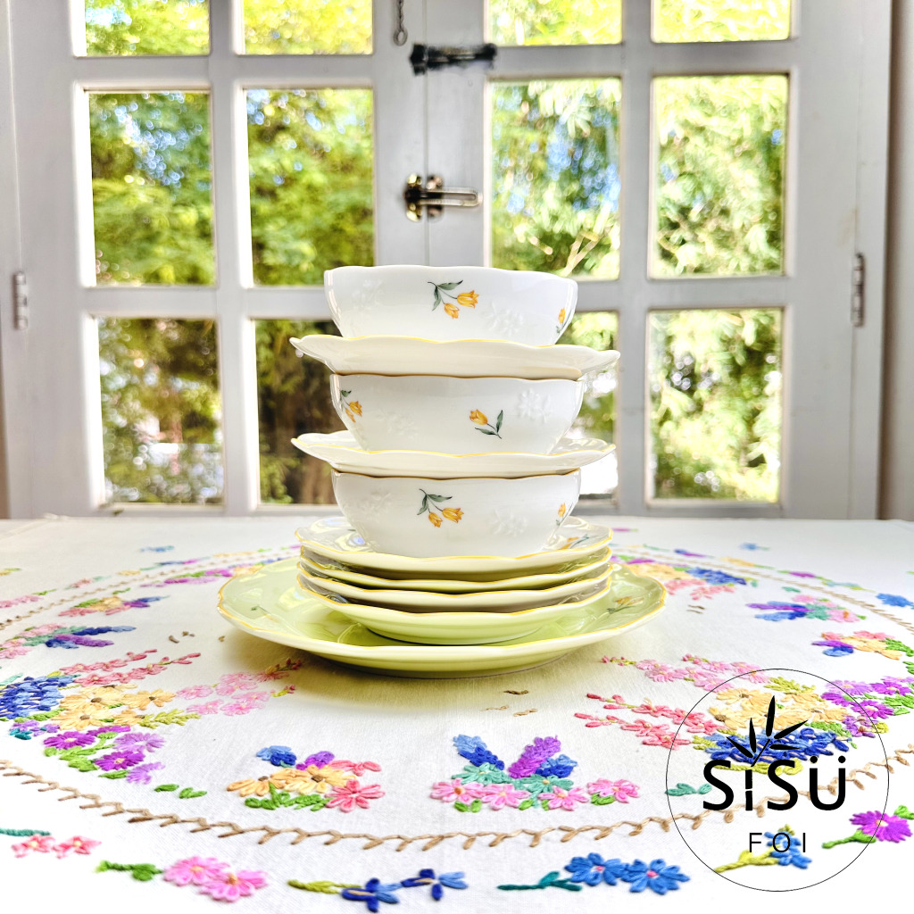 Renoma Paris 10-Piece Yellow & White Floral Plate and Bowl Set ...