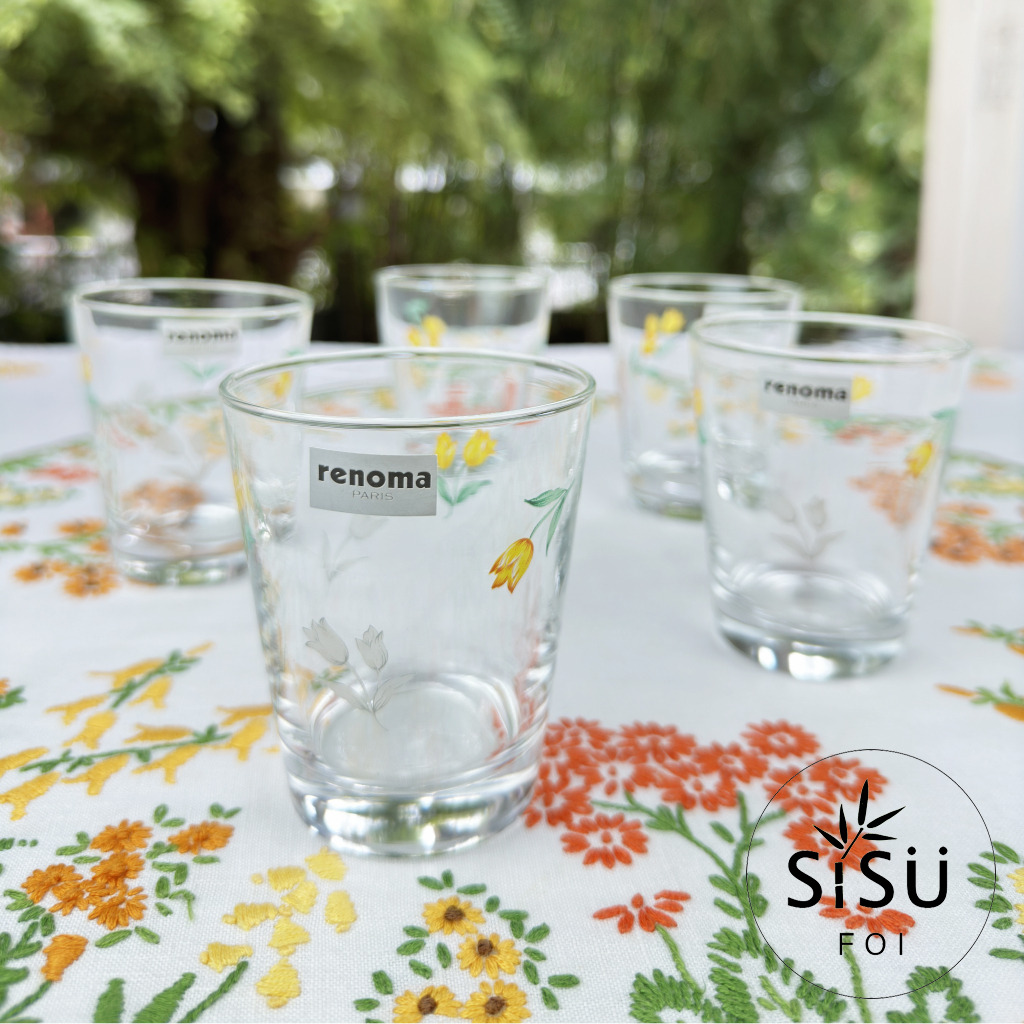 Renoma Paris Yellow & White Flowers Small Drinking Glass Set, Furniture ...