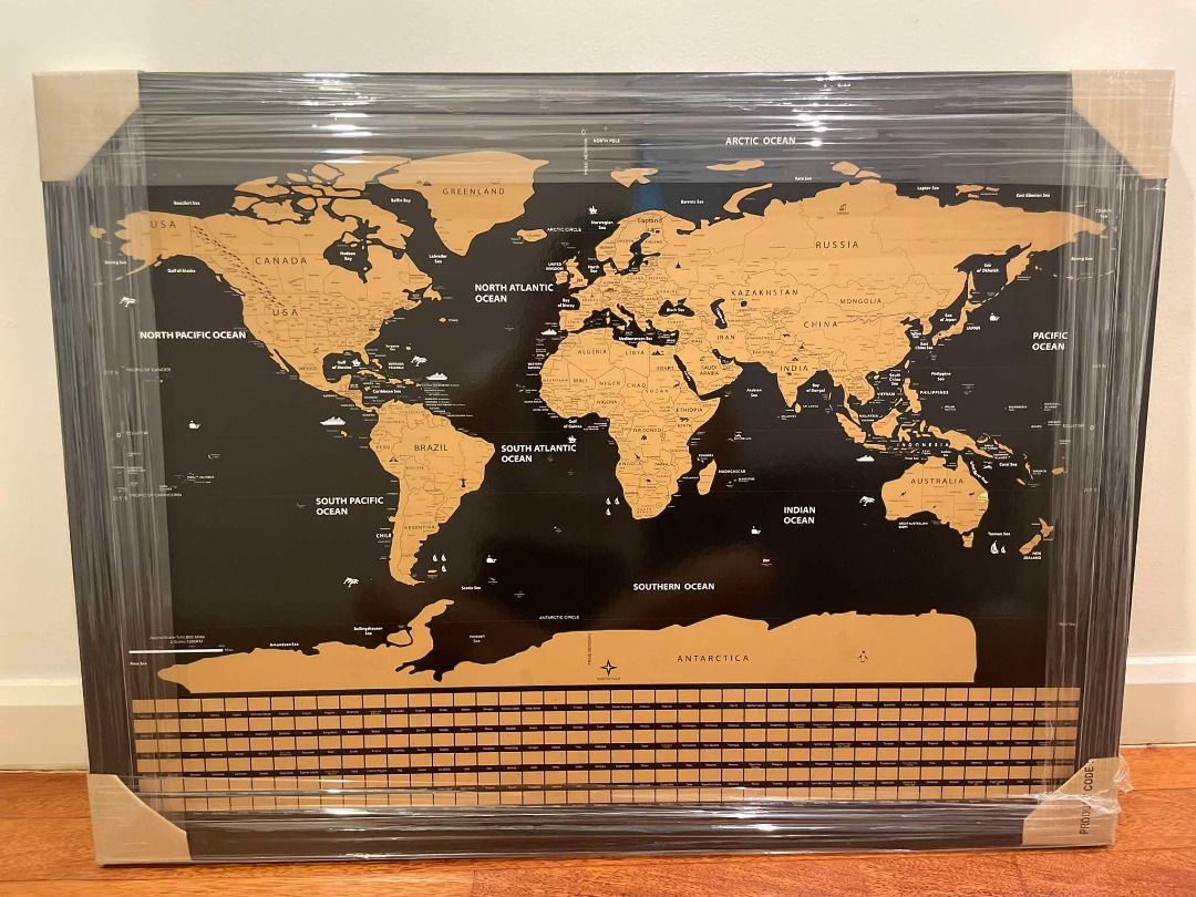 Scratchable World Map with Frame (READ DESCRIPTION), Furniture & Home Living, Home Decor, Frames ...