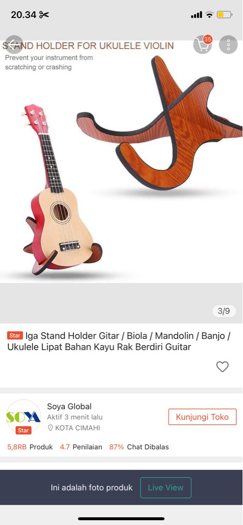 Stand / dudukan / holder ukulele gitar biola kayu, Musik & Media ...