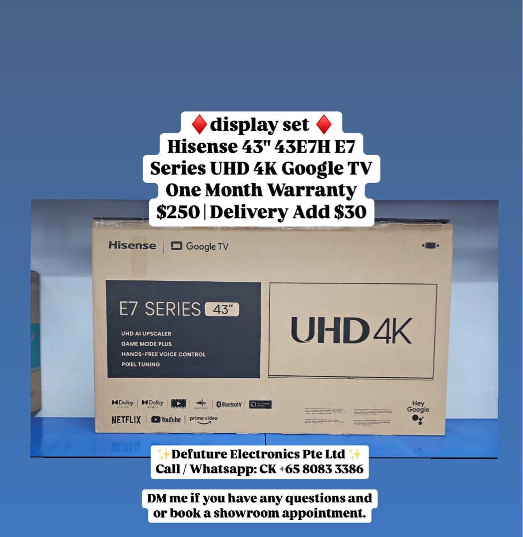 Hisense 43” 43E7H E7 Series UHD 4K Google TV display set tv sale, TV & Home Appliances, TV ...