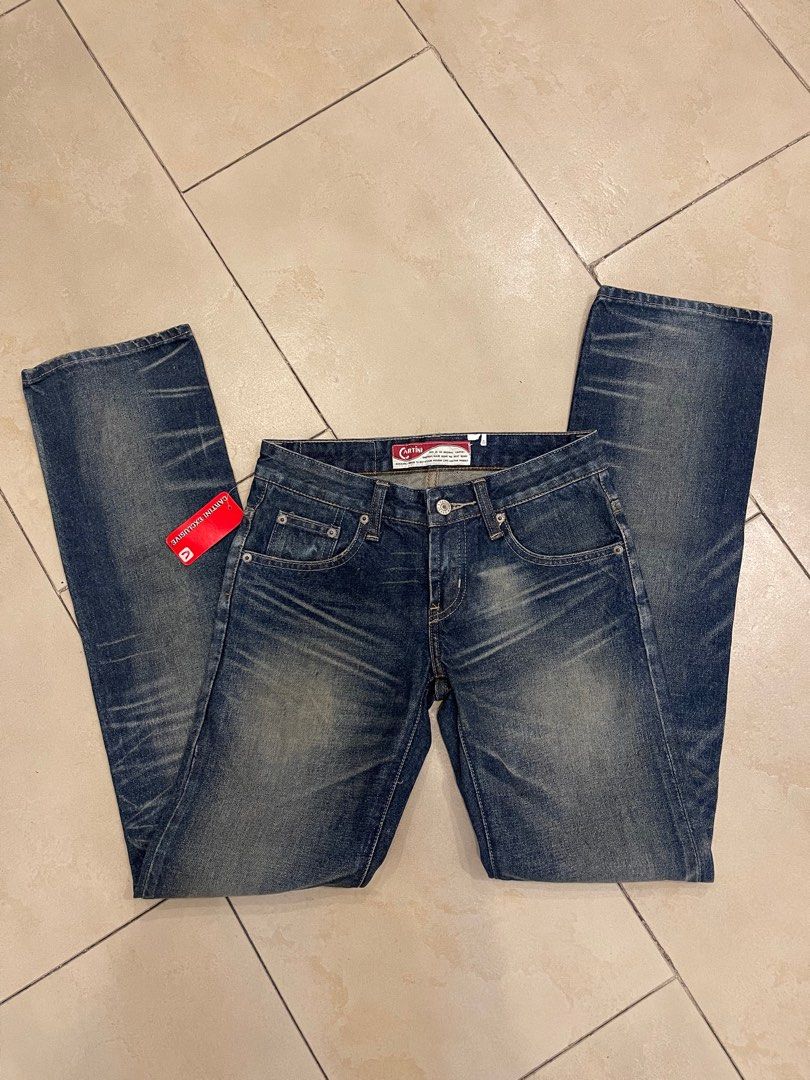 Authentic Cartini Dirty Wash Jeans Size 26, Women's Fashion, Bottoms ...