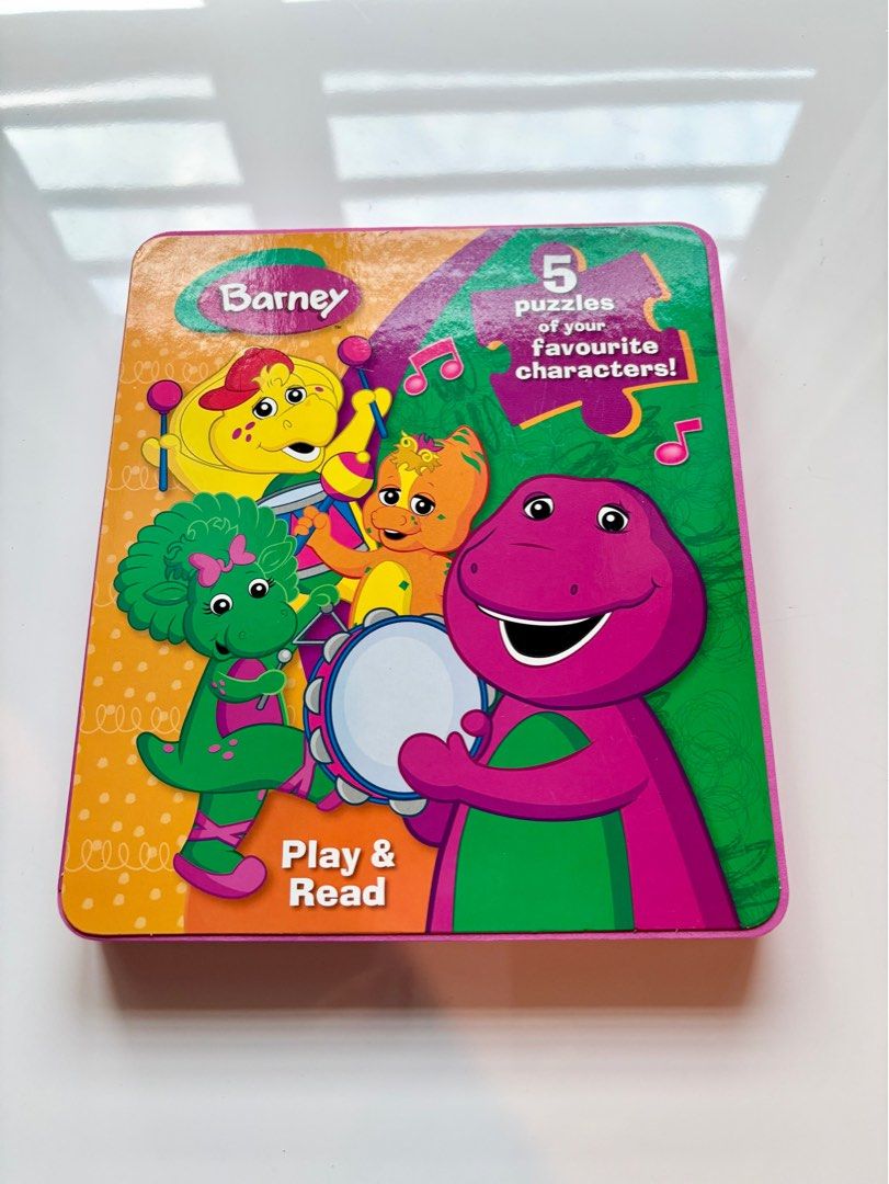 (NEW) 50% OFF!! Barney 5 Block Puzzles & Story Book (Hard Foamboard ...