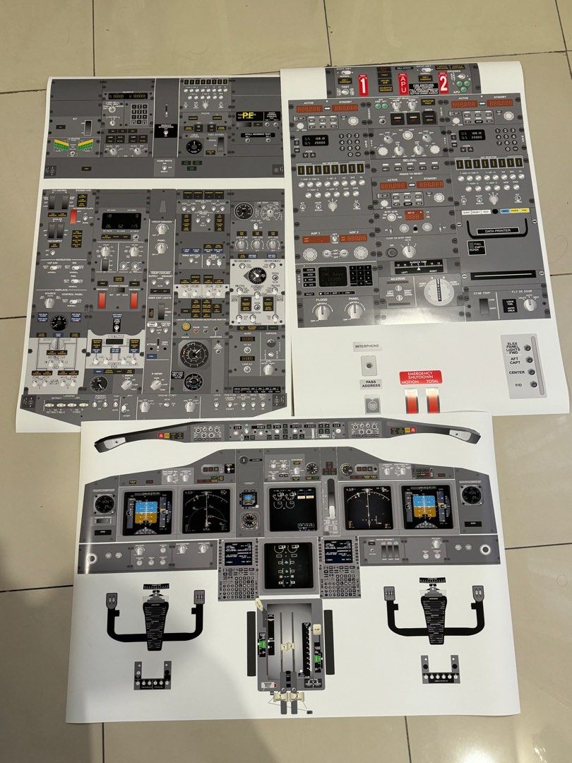 Boeing 737 Cockpit Layout (A1 Size), Furniture & Home Living, Home ...