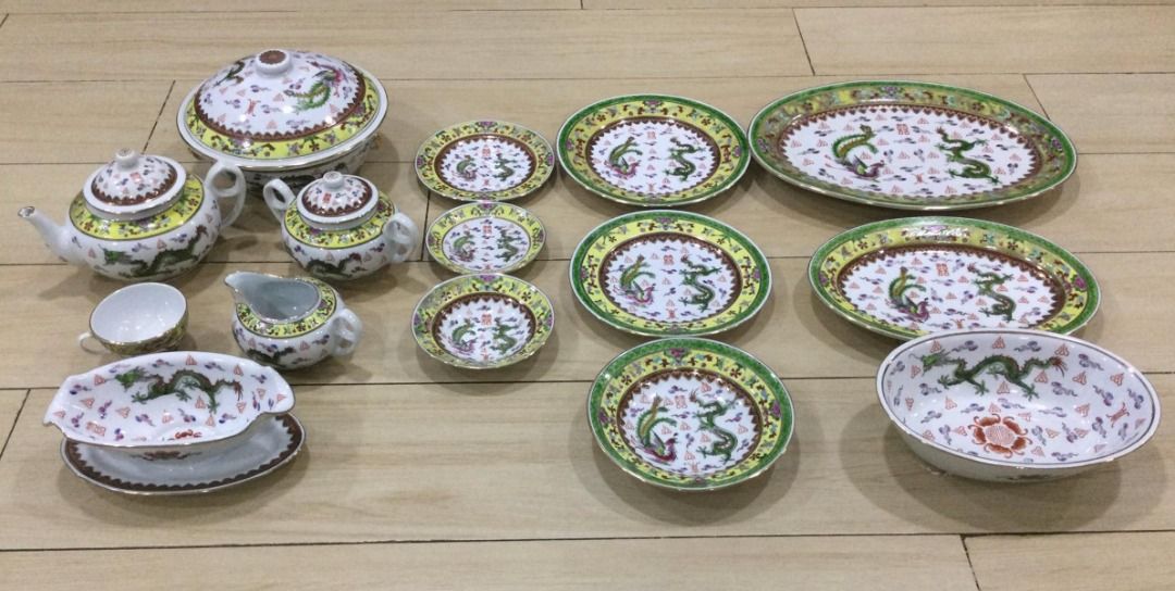 Chinese Dragon and Phoenix Tea and Dining Dinnerware Wedding Engagement ...