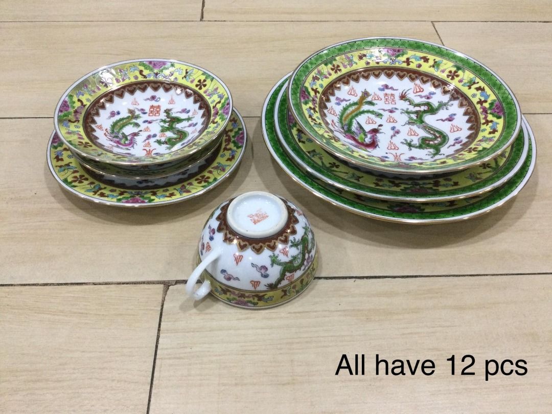 Chinese Dragon and Phoenix Tea and Dining Dinnerware Wedding Engagement ...