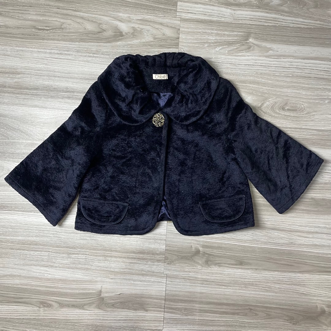 Chloe Crop Velvet Jacket, Luxury, Apparel on Carousell