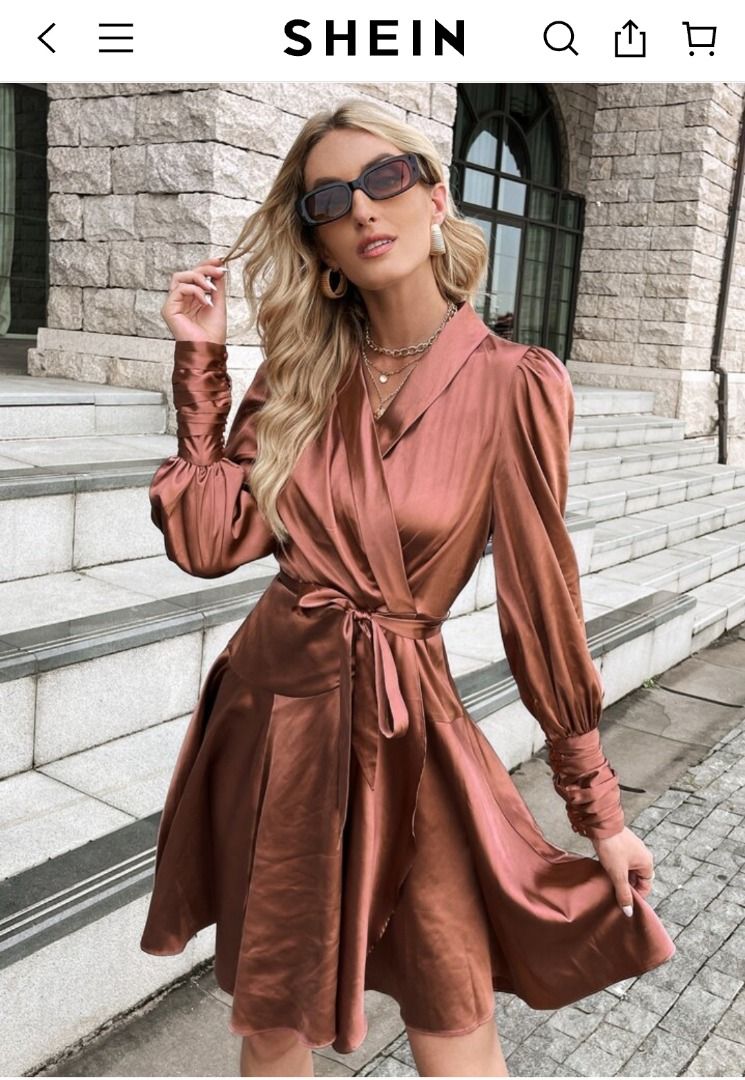 COD Bnew w/Pouch SHEIN Dress Pantone Color of the Year Choco Mousse ...