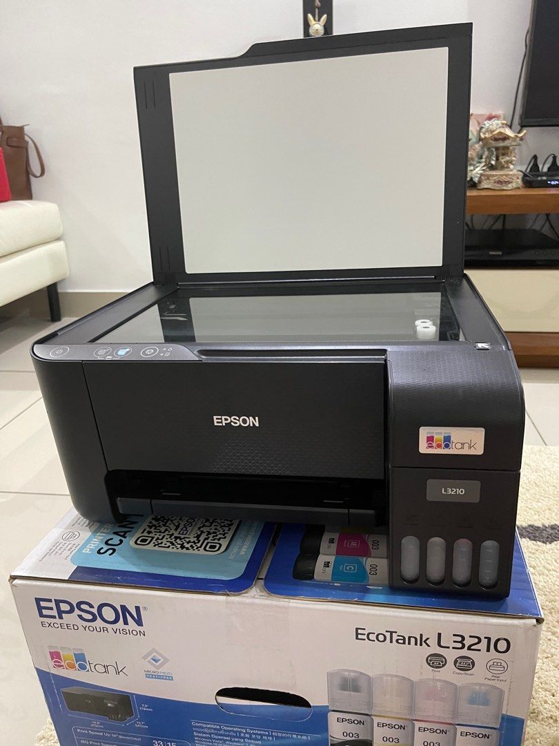 Epson EcoTank L3210 (Black) A4 All-in-One Ink Tank Printer, Computers ...