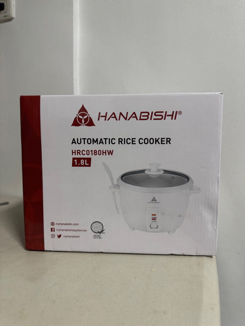 Hanabishi rice cooker 1.8l, TV & Home Appliances, Kitchen Appliances ...