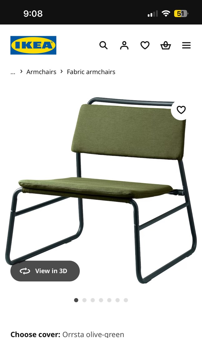 IKEA Linneback orrsta olive-green, Furniture & Home Living, Furniture ...