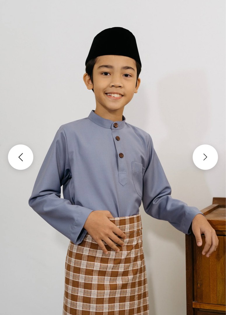 KHATAM Baju Melayu Cekak Musang Color Steel Grey, Babies & Kids, Babies ...