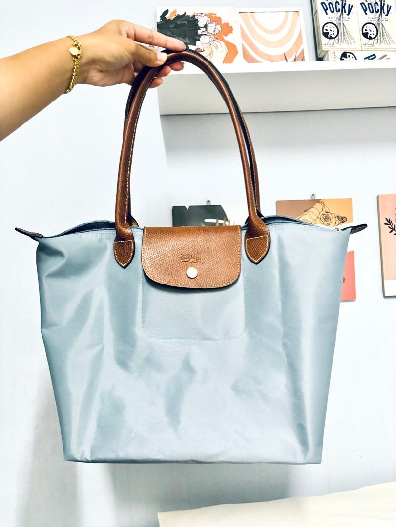 Longchamp Le Pliage Classic / Original Long Handle Steel Grey M, Women ...