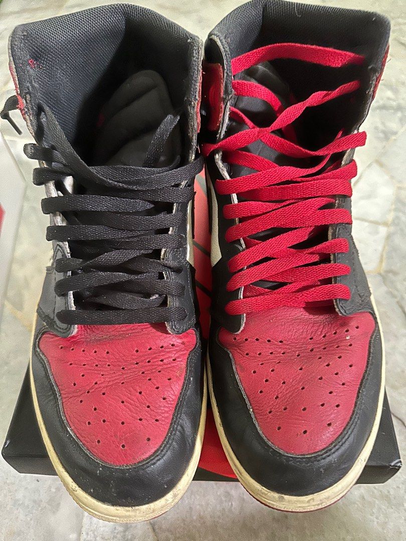 Nike AJ1 Air Jordan 1 Retro High OG Bred Toe Basketball Shoes 555088 ...