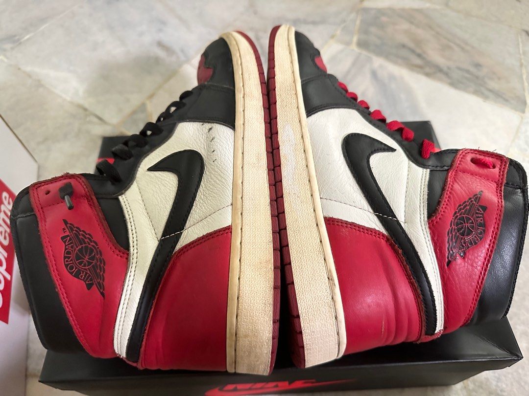 Nike AJ1 Air Jordan 1 Retro High OG Bred Toe Basketball Shoes 555088 ...
