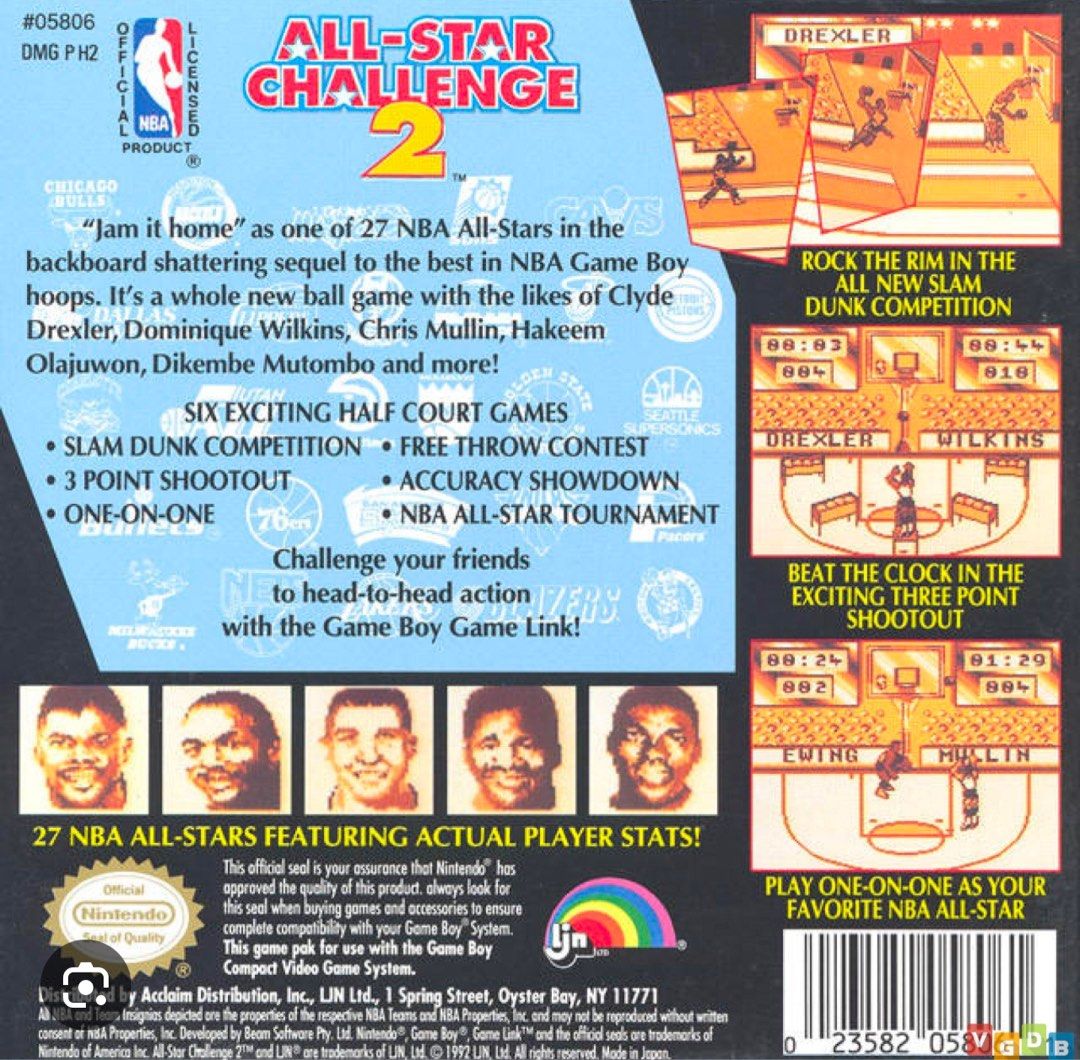 Nintendo Gameboy NBA All Star Challenge Original Made in Japan, Video ...