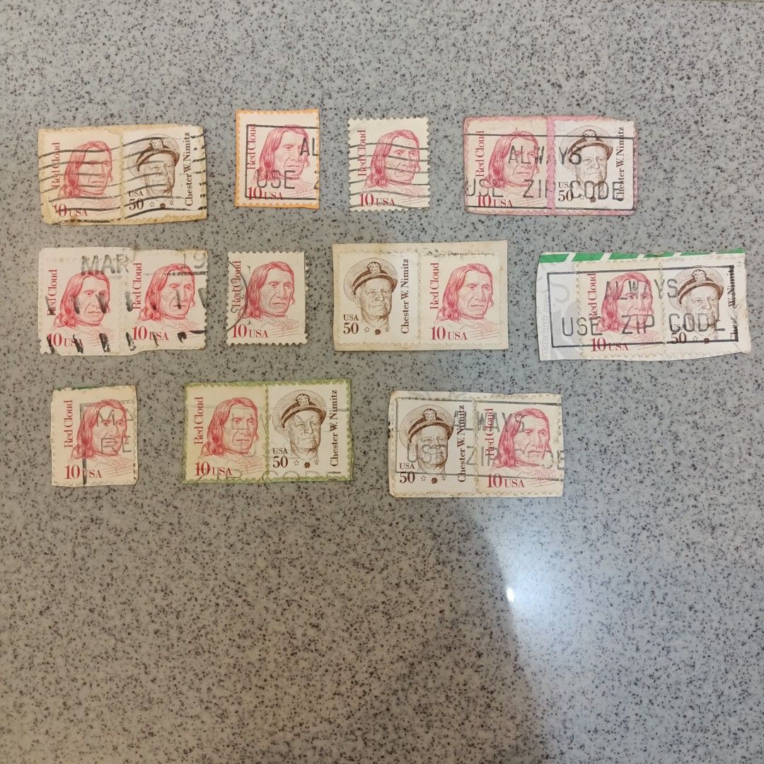 Perangko filateli kuno antik USA Red Clouds 18 biji, Antik, Filateli di ...