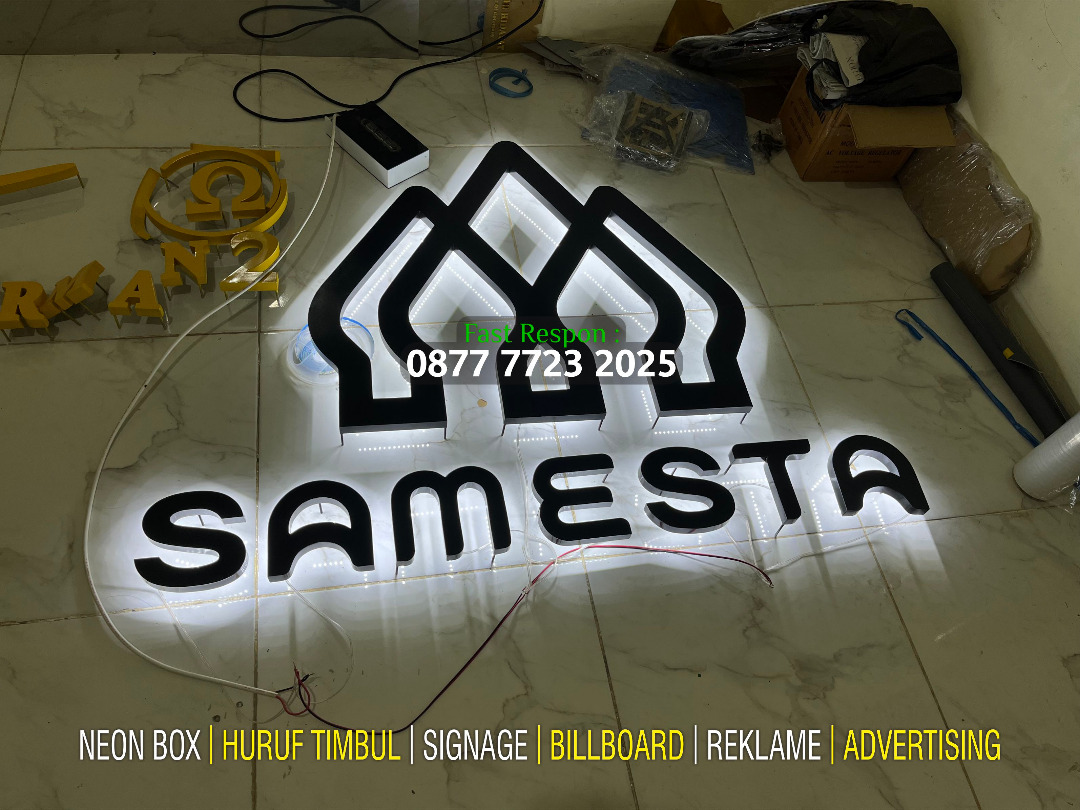 Signage Huruf Timbul Nyala Belakang Perumnas SAMESTA, Desain ...