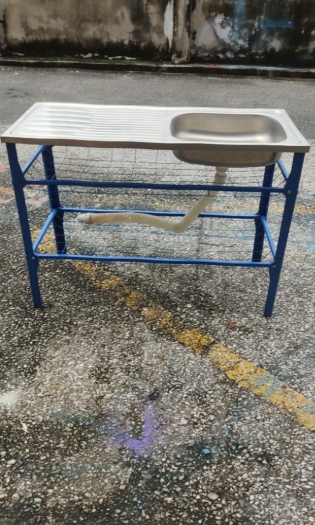 SINKI ALUMINIUM DENGAN KAKI, Furniture & Home Living, Bathroom ...