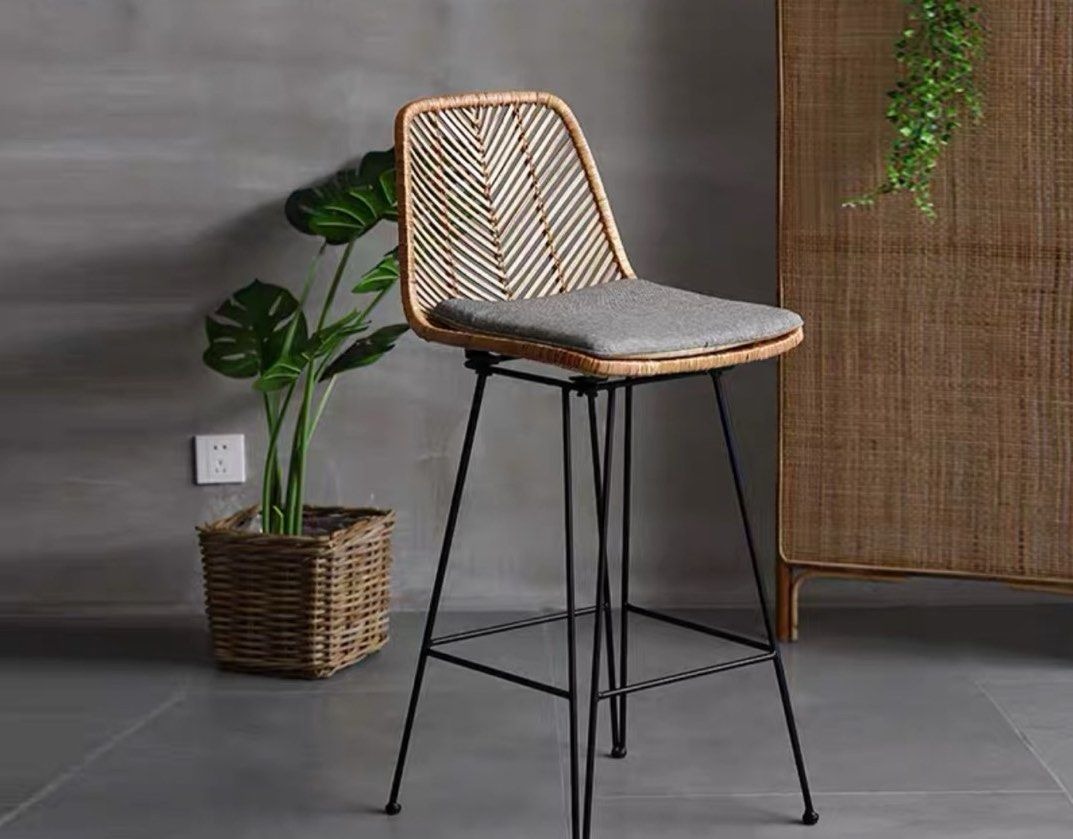 SPANE Rustic Rattan Bar Stool, Furniture & Home Living, Furniture, Chairs on Carousell