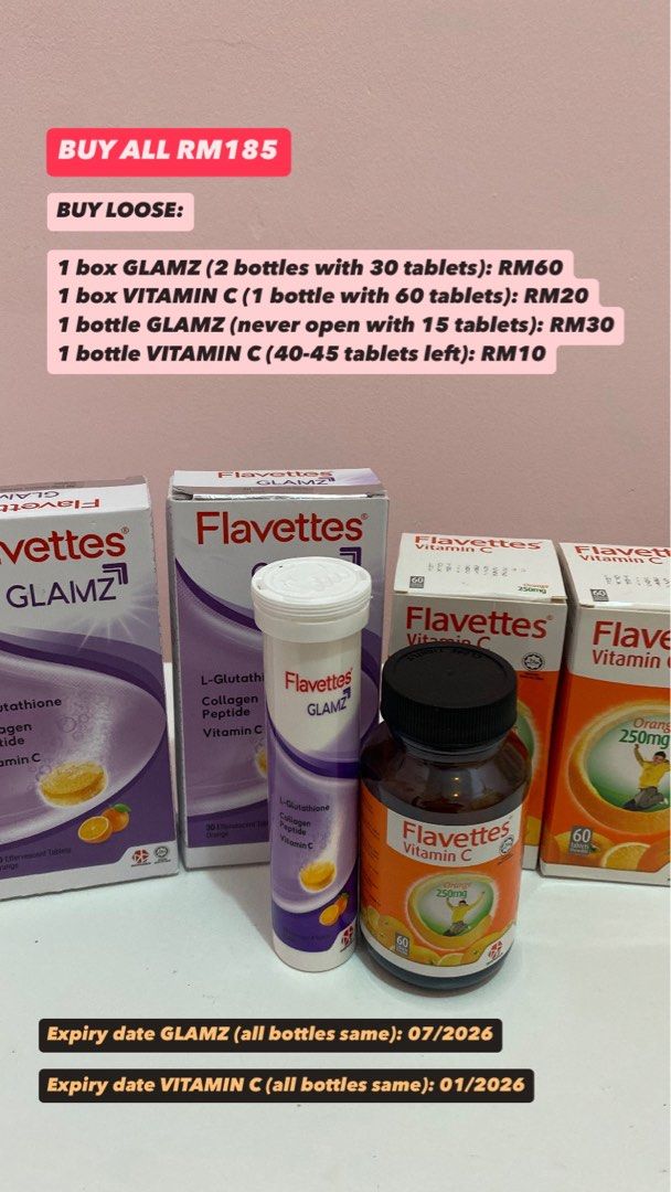 Supplement FLAVETTES GLAMZ and FLAVETTES VITAMIN C, Health & Nutrition ...
