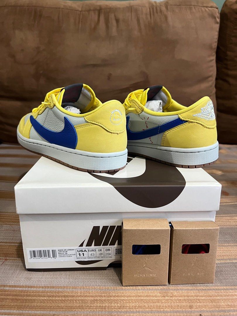 Travis Scott Canary, Men's Fashion, Footwear, Sneakers on Carousell