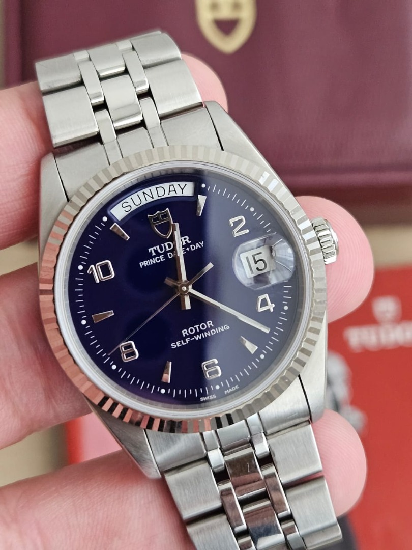 Tudor Prince Day Date 76214 Blue Fluted Bezel 36mm Auto, Luxury ...