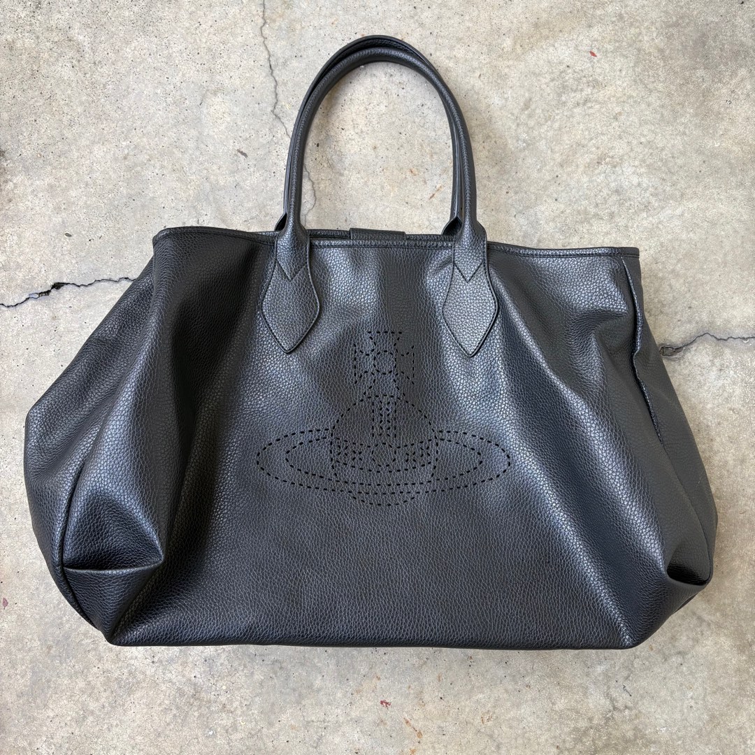 Vivienne Westwood Orb Punching Tote Bag Shoulder Leather Black ...