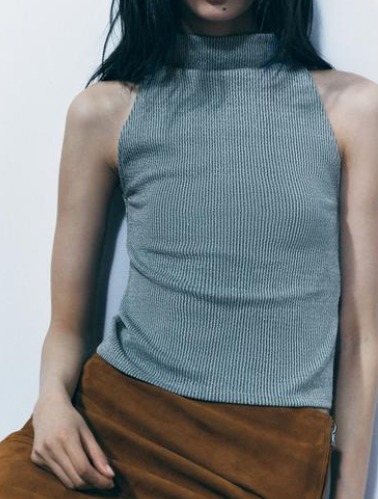 ZARA Blue Halter Neck Top, Women's Fashion, Tops, Sleeveless on Carousell