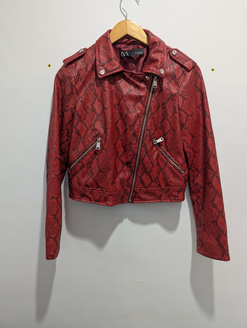 Zara Snakeskin Biker Jacket S, Women's Fashion, Coats, Jackets and Outerwear on Carousell