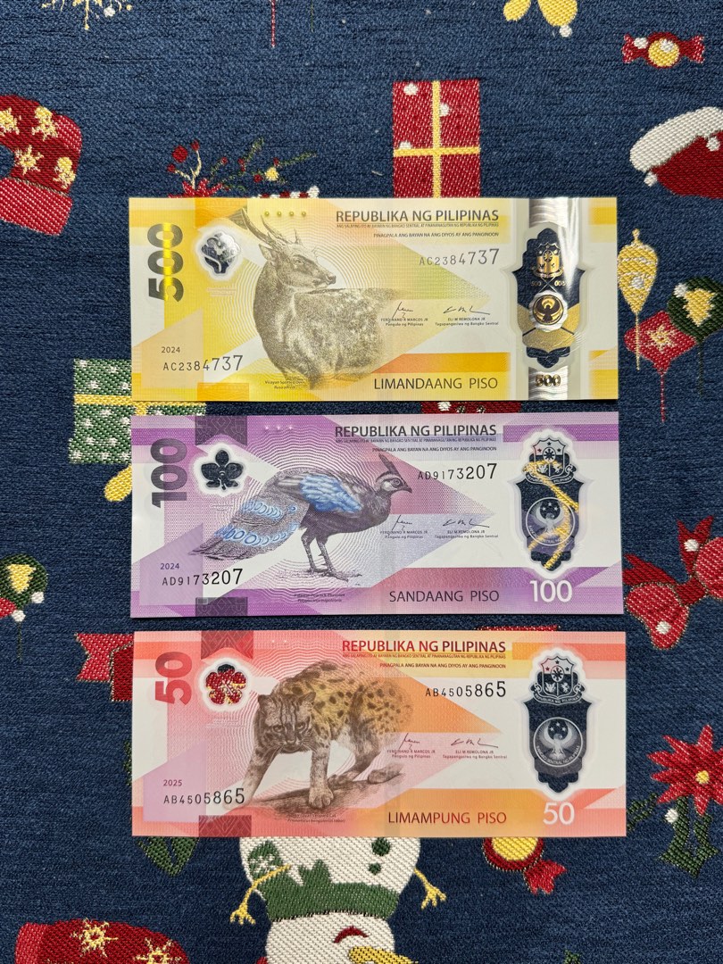 BUNDLE SET 2025 NEW POLYMER 50 / 100 / 500 PESO BILL, Hobbies & Toys ...