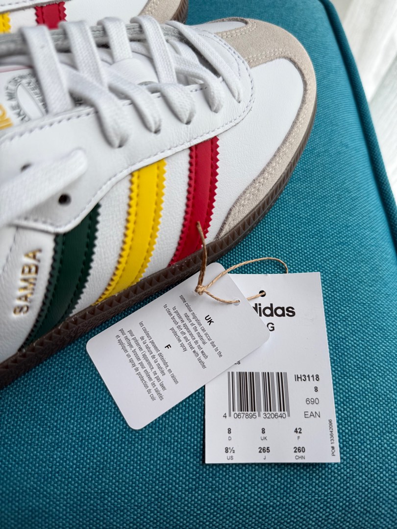Adidas Samba RAsta white, Men's Fashion, Footwear, Sneakers on Carousell