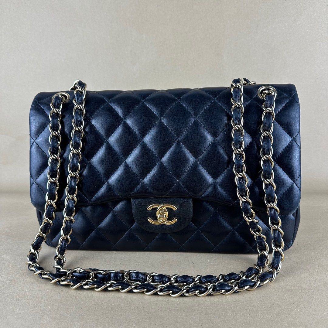 Authentic Chanel Lambskin Quilted Classic Jumbo Double Flap, Luxury ...